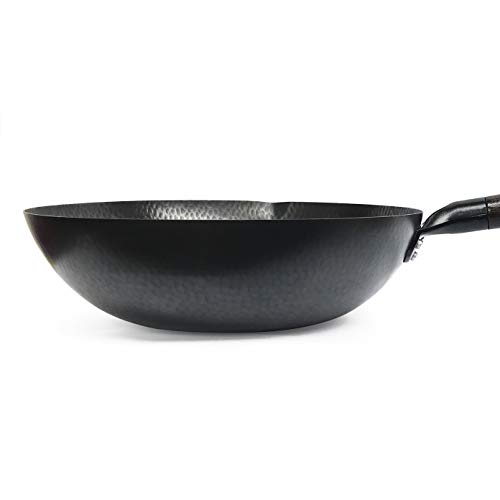 Souped Up Recipes Carbon Steel Wok For Electric, Induction and Gas Stoves (Lid, Spatula and User Guide Video Included)