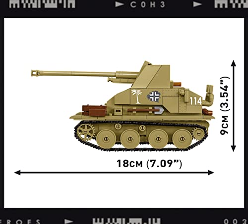 COBI Company of Heroes 3 MARDER III (Sd.Kfz. 139) Mobile Artillery| German World War II Model Toy Vehicle | 420 Pieces | 1:35 Scale Model | Interlocking Building Block Set # 3050