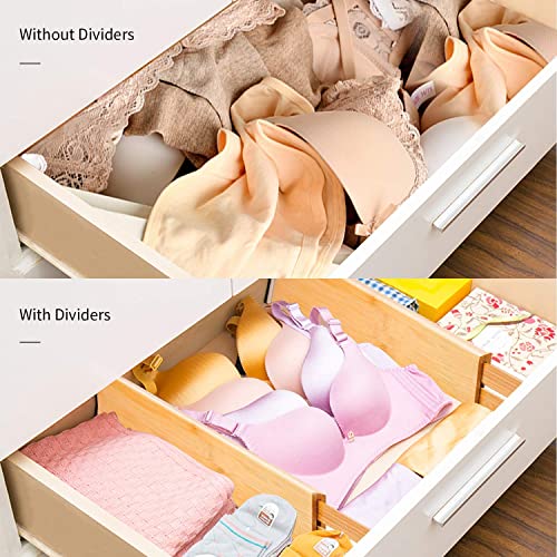 Utoplike 4 pcs Bamboo Kitchen Drawer Dividers(16.8-21.8IN),Adjustable Drawer Organizers,Spring Loaded,Works in Kitchen,Dresser,Bathroom,Bedroom,Drawer,Desk