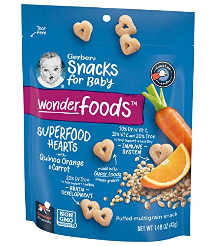 Gerber Wonder Foods Superfood Hearts, Quinoa Orange & Carrot, 1.48 OZ
