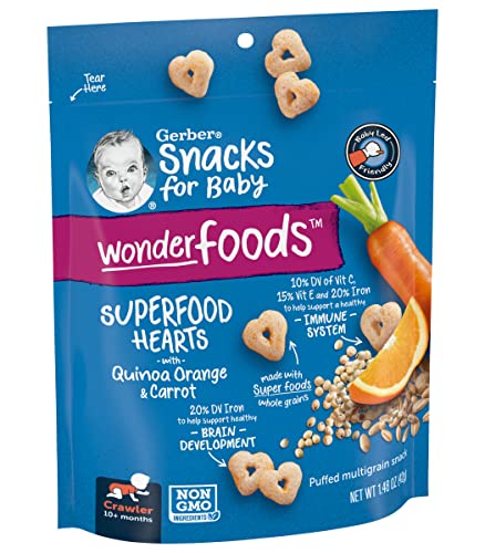 Gerber Wonder Foods Superfood Hearts, Quinoa Orange & Carrot, 1.48 OZ