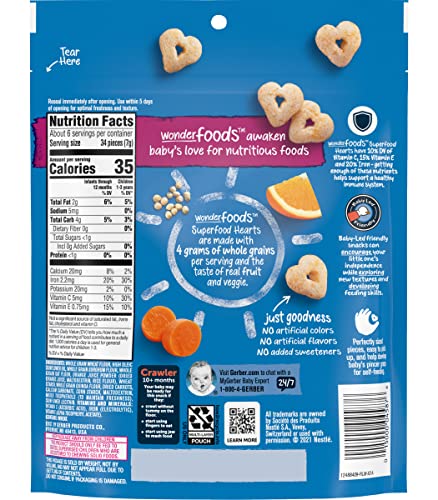 Gerber Wonder Foods Superfood Hearts, Quinoa Orange & Carrot, 1.48 OZ
