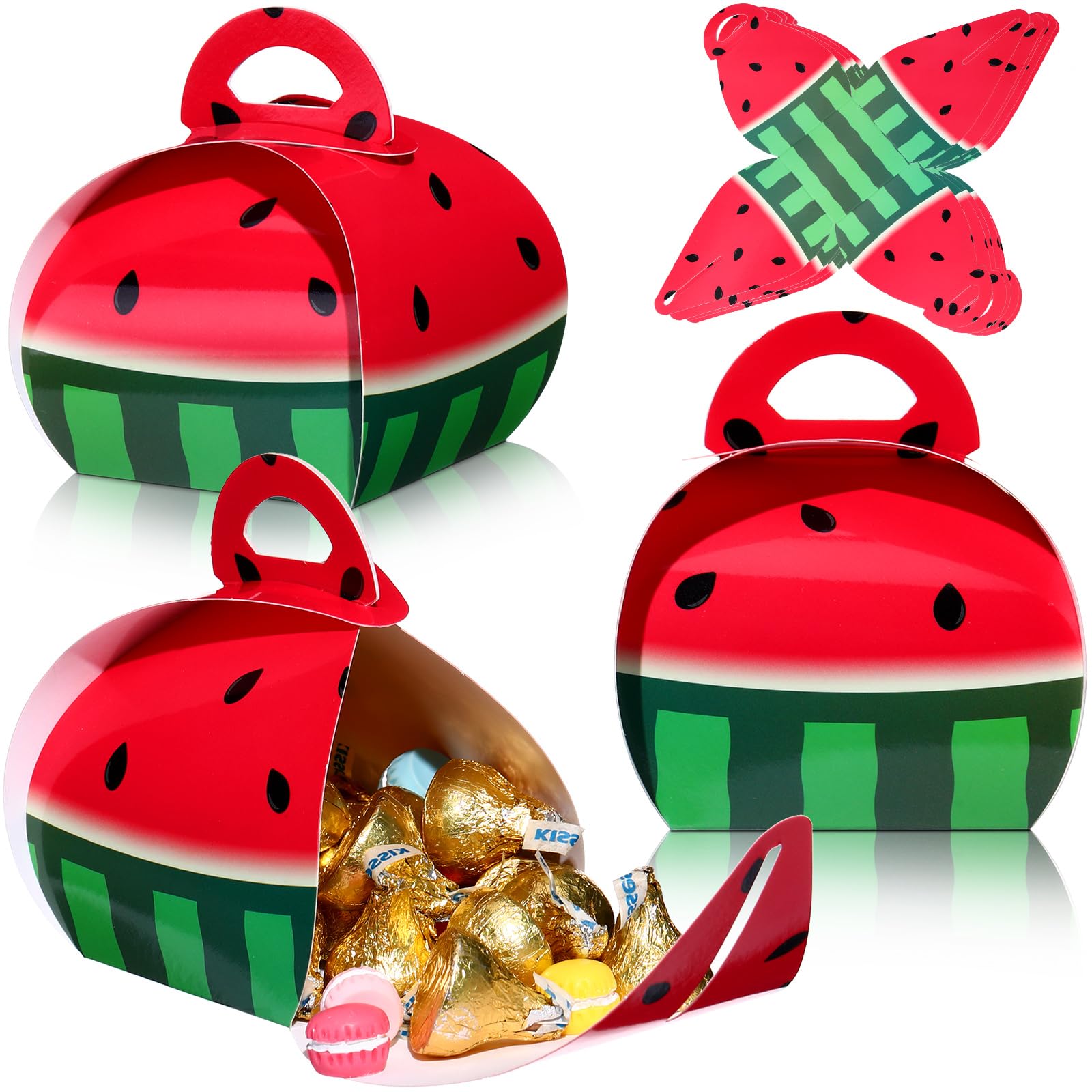36 Pieces Watermelon Candy Treat Box Fruit Party Favors Goodie Boxes 3D Large Watermelon Gift Boxes Watermelon Party Decorations Supplies for Summer Themed Birthday Baby Shower Wedding Pool Party
