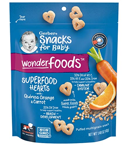 Gerber Wonder Foods Superfood Hearts, Quinoa Orange & Carrot, 1.48 OZ