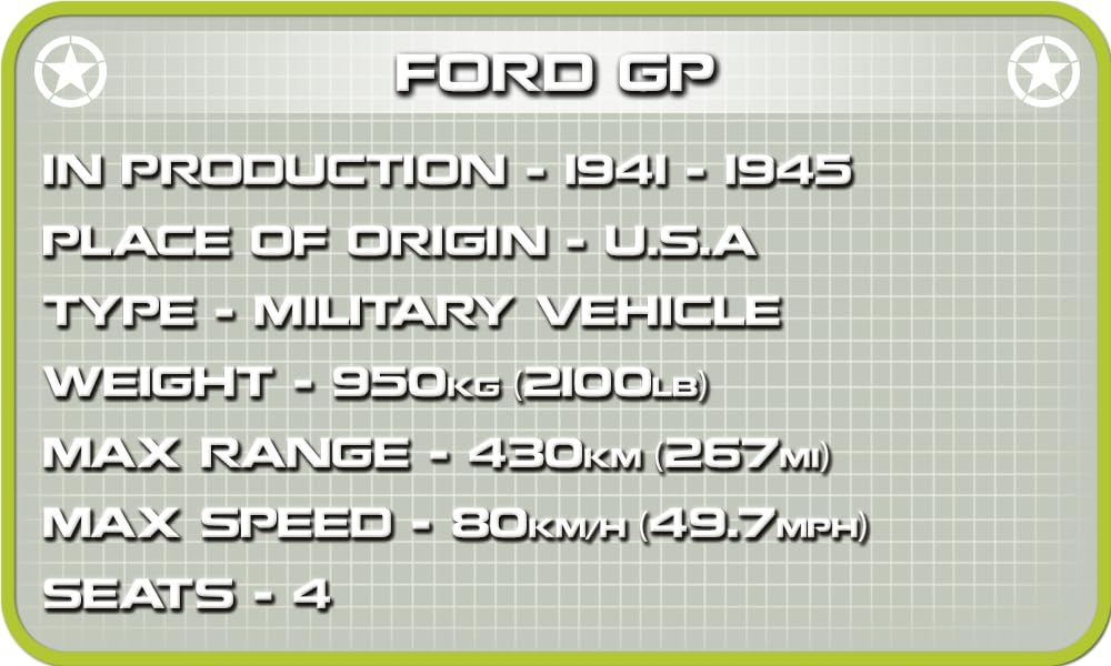 COBI Historical Collection Ford GP Vehicle, Green