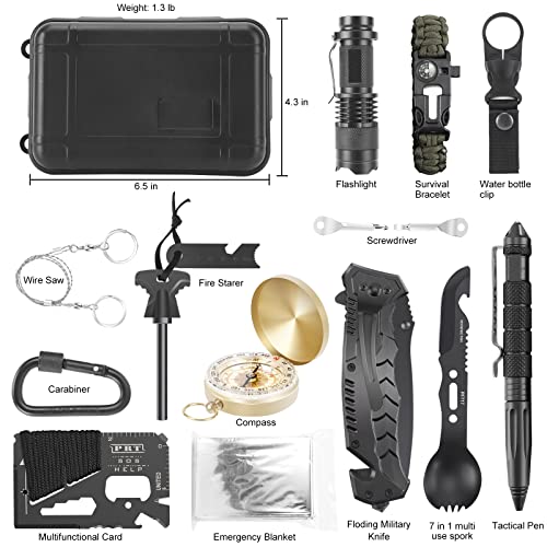 Gift for Men Dad Husband Him, Survival Kit 17 in 1, Survival Gear Tool Cool Gadgets Emergency Survival Gear and Equipment Christmas Stocking Stuffers for Families Hiking Camping Adventures