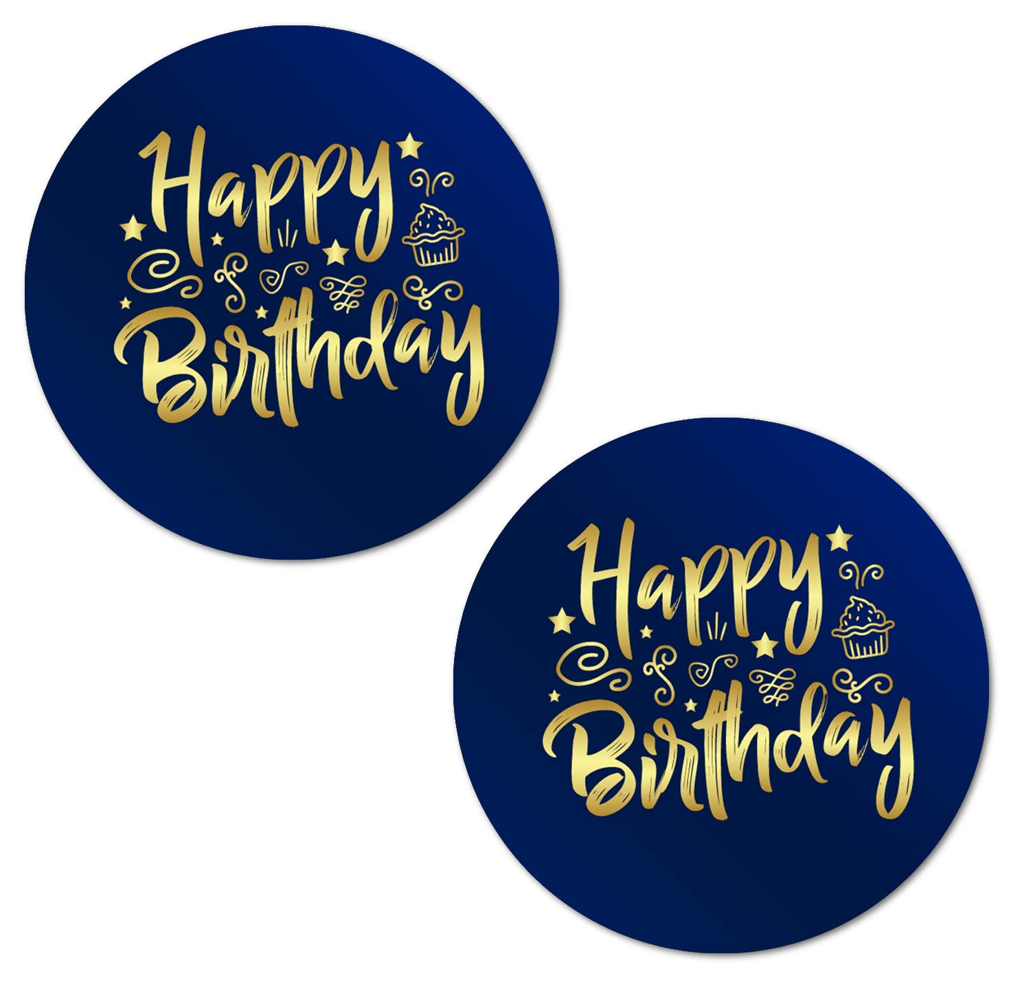 40 Happy Birthday Stickers, 2 Inch Big Round Glossy Labels, Great for Birthday Party, Gift Box, Gift Bag, Party Favors Décor, Tags, Games and Supplies. Made in USA. Blue