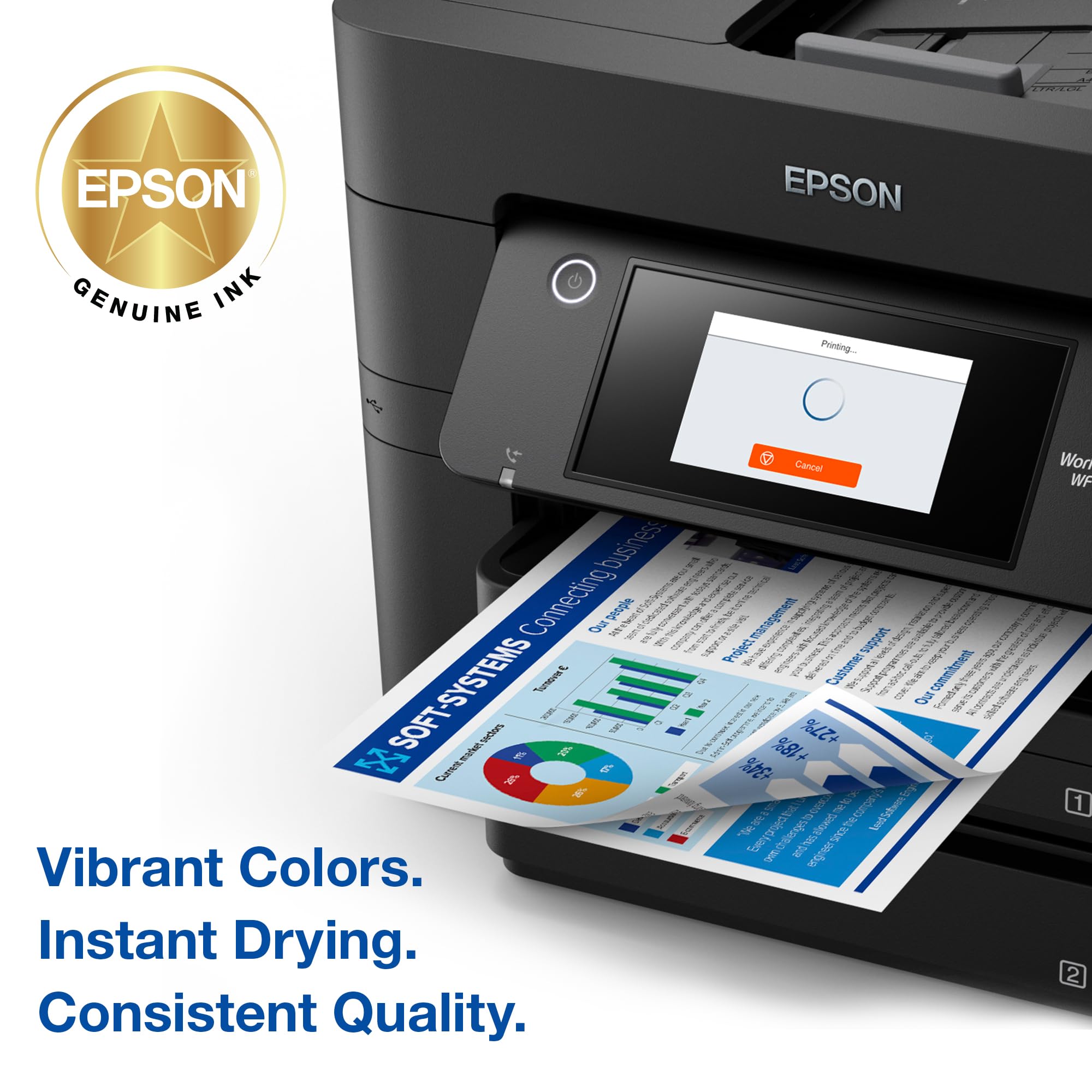 EPSON T822 DURABrite Ultra -Ink Standard Capacity Black & Color -Cartridge Combo Pack (T822120-BCS) for Select Epson Workforce Pro Printers