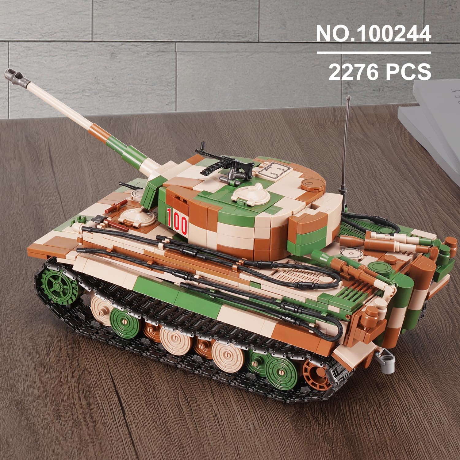MISINI 100244 Technik Panzer Tank ,WWII-Militärpanzer Building Set,Tiger I Heavy Duty Tank,Military Construction Model Toy for Teen Gift Giving 2276pcs