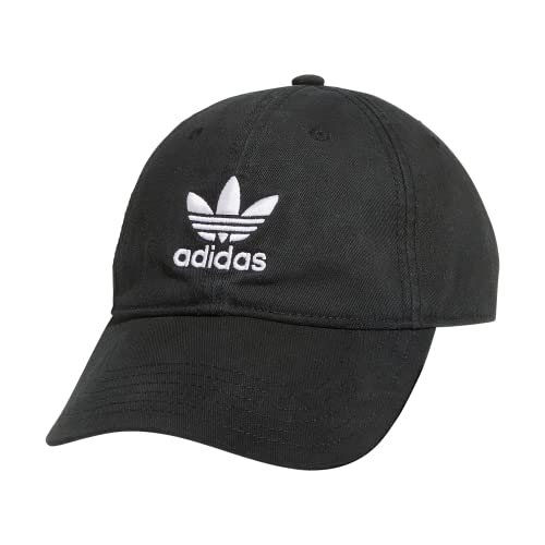 adidas Originals mens Fit Hat Men s originals relaxed strapback cap, Black/White, One Size US