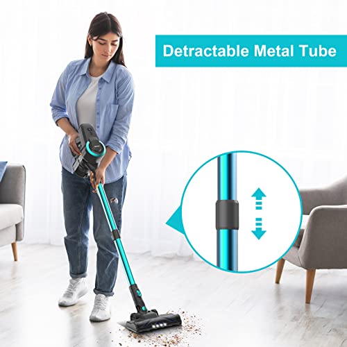 DevoacTech Cordless Vacuum Cleaner, 6 in 1 Ultra-Lightweight Stick Vacuum, 2200mAh Battery Up to 40mins Runtime, Powerful Handheld Vacuum for Hard Floor Carpet Pet Hair Home -N300