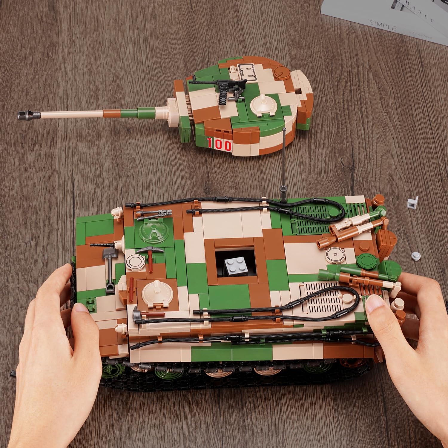 MISINI 100244 Technik Panzer Tank ,WWII-Militärpanzer Building Set,Tiger I Heavy Duty Tank,Military Construction Model Toy for Teen Gift Giving 2276pcs