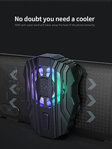TYROCX Lattest PUBG Mobile Phone USB Cooling Fan Cooler Adjustable Portable Radiator Gaming Holder Heat-Sink for Phone for BGMI Gaming Pubg COD FreeFire With RGB Light(Black)