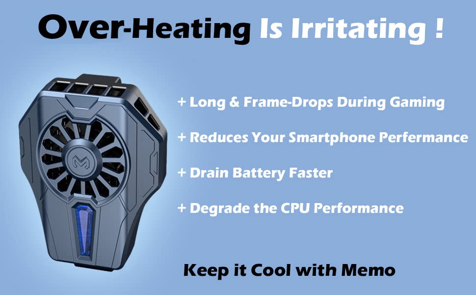 TYROCX Lattest PUBG Mobile Phone USB Cooling Fan Cooler Adjustable Portable Radiator Gaming Holder Heat-Sink for Phone for BGMI Gaming Pubg COD FreeFire With RGB Light(Black)