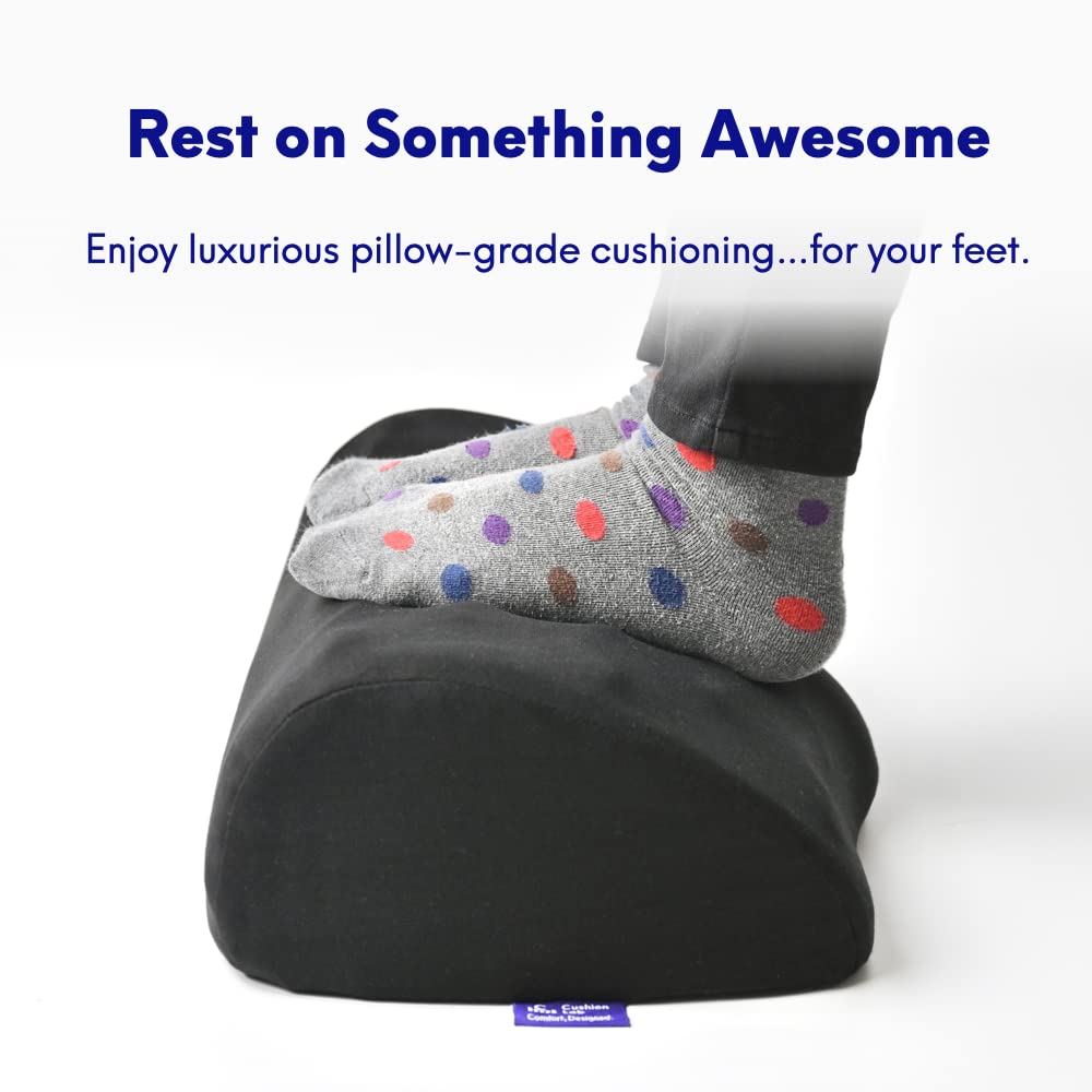 Cushion Lab Ergonomic Foot Rest for Under Desk – Patented Massage Ridge Design Memory Foam Foot Stool Pillow for Work, Home, Gaming, Computer, Office Chair – Footrest for Back & Hip Pain Relief