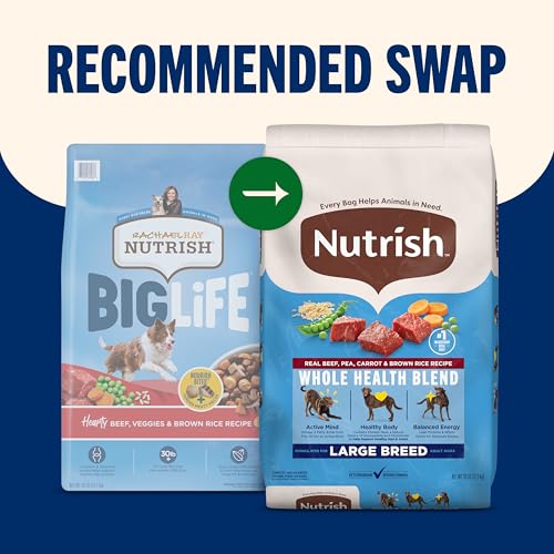 Rachael Ray Nutrish Big Life Dry Dog Food, Medium & Large Breed, Hearty Beef, Brown Rice, & Veggies, 40 Pounds