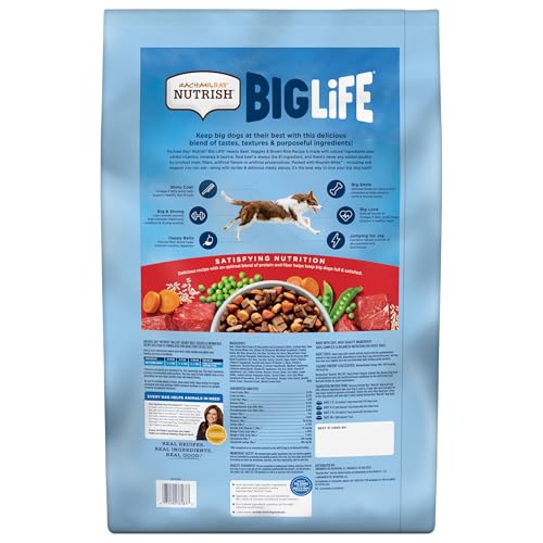 Rachael Ray Nutrish Big Life Dry Dog Food, Medium & Large Breed, Hearty Beef, Brown Rice, & Veggies, 40 Pounds