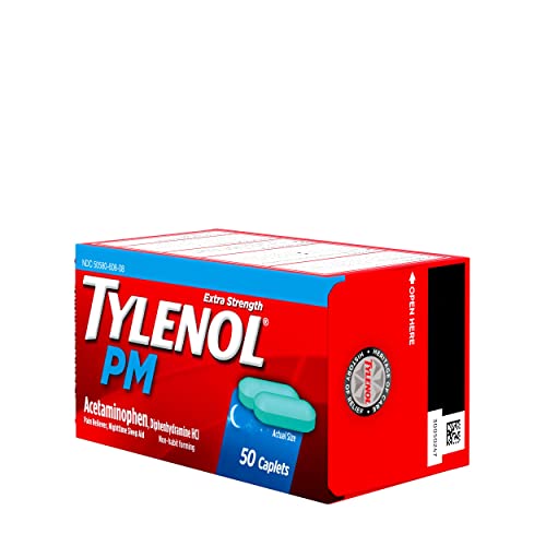 Tylenol PM Extra Strength Pain Reliever & Sleep Aid Caplets, 500 mg Acetaminophen, 50 ct