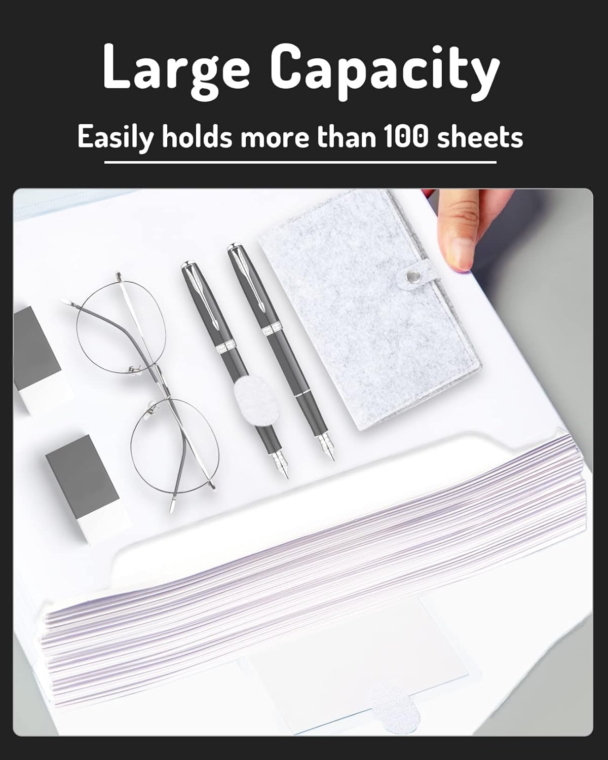 Forvencer Binder Pocket, 10 Pack Super Heavyweight Poly Binder Pocket with Hook and Loop Closure, Binder Folders Side Loading, 3 Ring Binder Pocket, Letter Size, Clear