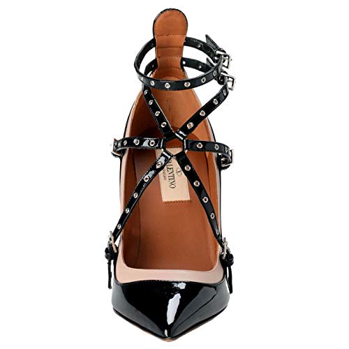 Valentino Women's Patent Leather Two Tones Ankle Strap High Heels Shoes Sz US 9 IT 40 Multi-Color