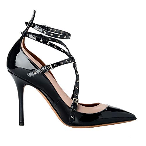 Valentino Women's Patent Leather Two Tones Ankle Strap High Heels Shoes Sz US 9 IT 40 Multi-Color