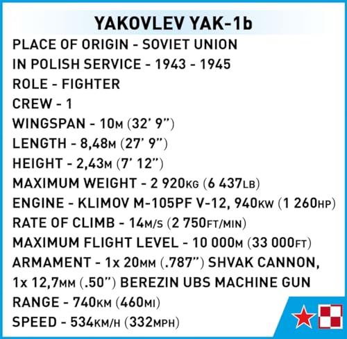 COBI Historical Collection WWII Yakovlev Yak-1b
