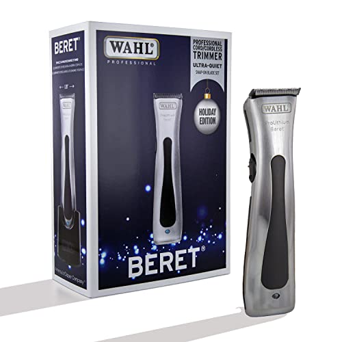 Wahl Professional Holiday Beret Lithium Ion Cord Cordless Ultra Quiet Electric Trimmer for Professional Barbers and Stylists - Model 08841-3001