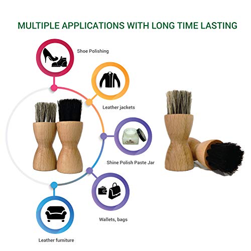 VALENTINO GAREMI Shoe Brush Cream Applicator Set | Shine Polish Paste Jar Dauber | Horse Hair | Made in Germany