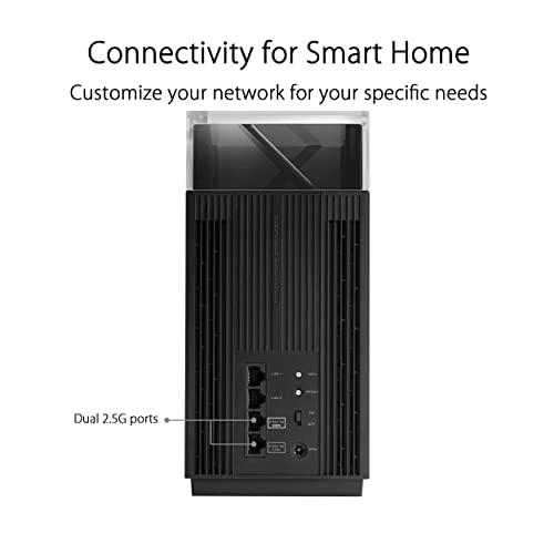 ASUS ZenWiFi Pro AXE11000 Tri-Band WiFi 6E Mesh System (ET12 2PK) - Whole Home Coverage up to 6000 Sq.Ft & 6+ Rooms, Dual 2.5G Ports, 6GHz Band, AiMesh, Included Lifetime Internet Security, Easy Setup