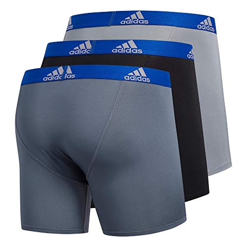 adidas Men's Performance Boxer Brief Underwear (3-Pack), Onix Grey/Black/Collegiate Royal Blue, Medium