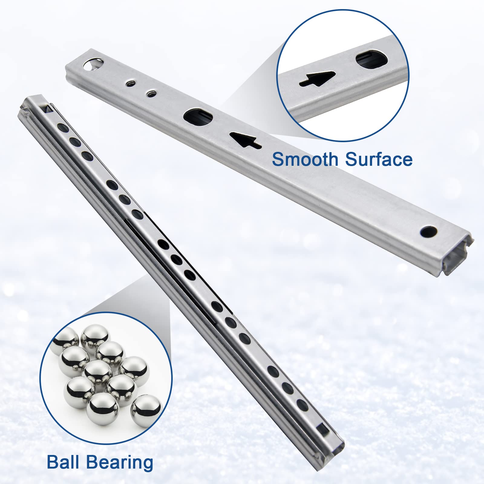 Suiwotin 13.5 Inch Drawer Slides, Metal Drawer Slide, Small Drawer Rails, Ball Bearing Dual Direction Slide Track Rail, Pack of 2 (0.7 inch Wide)