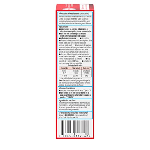 Tylenol Infants Acetaminophen Medicine, Pain & Fever Relief, Dye Free Cherry, 2 fl. oz