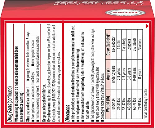 TYLENOL Children's Pain + Fever Chewables Tablets 160 mg, Grape Flavor 24 ea (3 Pack)