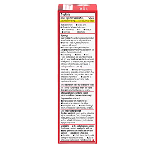 Tylenol Infants Acetaminophen Medicine, Pain & Fever Relief, Dye Free Cherry, 2 fl. oz