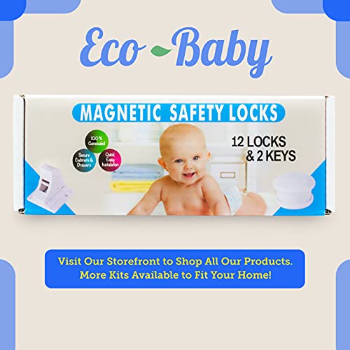 Eco-Baby Child Safety Magnetic Cabinet and Drawer Locks for Proofing Kitchen 12 Pack Child Latches