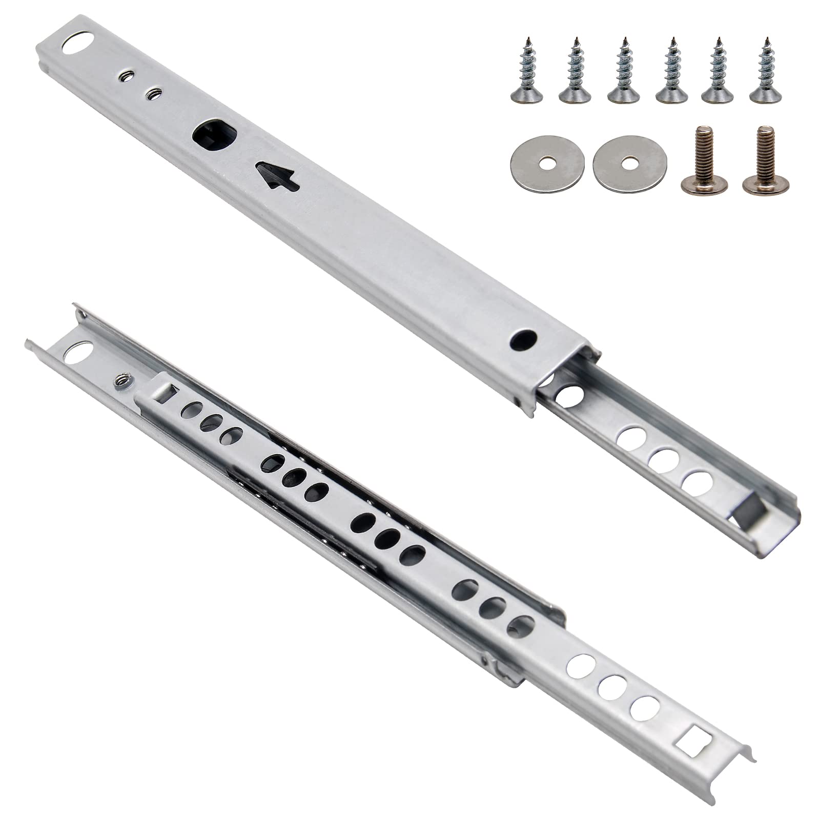 Suiwotin 13.5 Inch Drawer Slides, Metal Drawer Slide, Small Drawer Rails, Ball Bearing Dual Direction Slide Track Rail, Pack of 2 (0.7 inch Wide)
