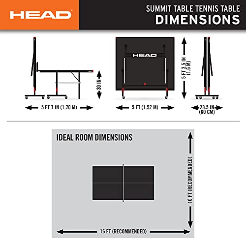 HEAD Summit USA Indoor Table Tennis Table, Competition Grade Net, 10 Minute Easy Set Up β Ping Pong Table with Playback Mode