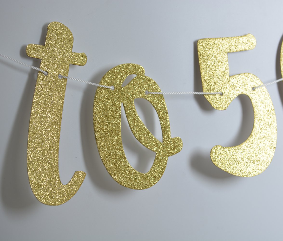 Cheers to 50 Years Banner - Happy 50th Birthday Party Decorations - 50th Wedding Anniversary Decorations-Gold