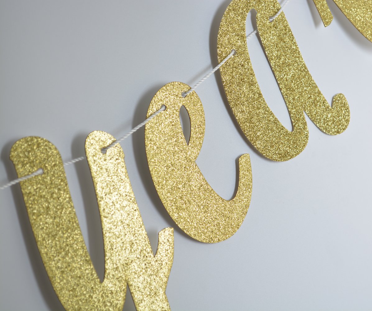 Cheers to 50 Years Banner - Happy 50th Birthday Party Decorations - 50th Wedding Anniversary Decorations-Gold