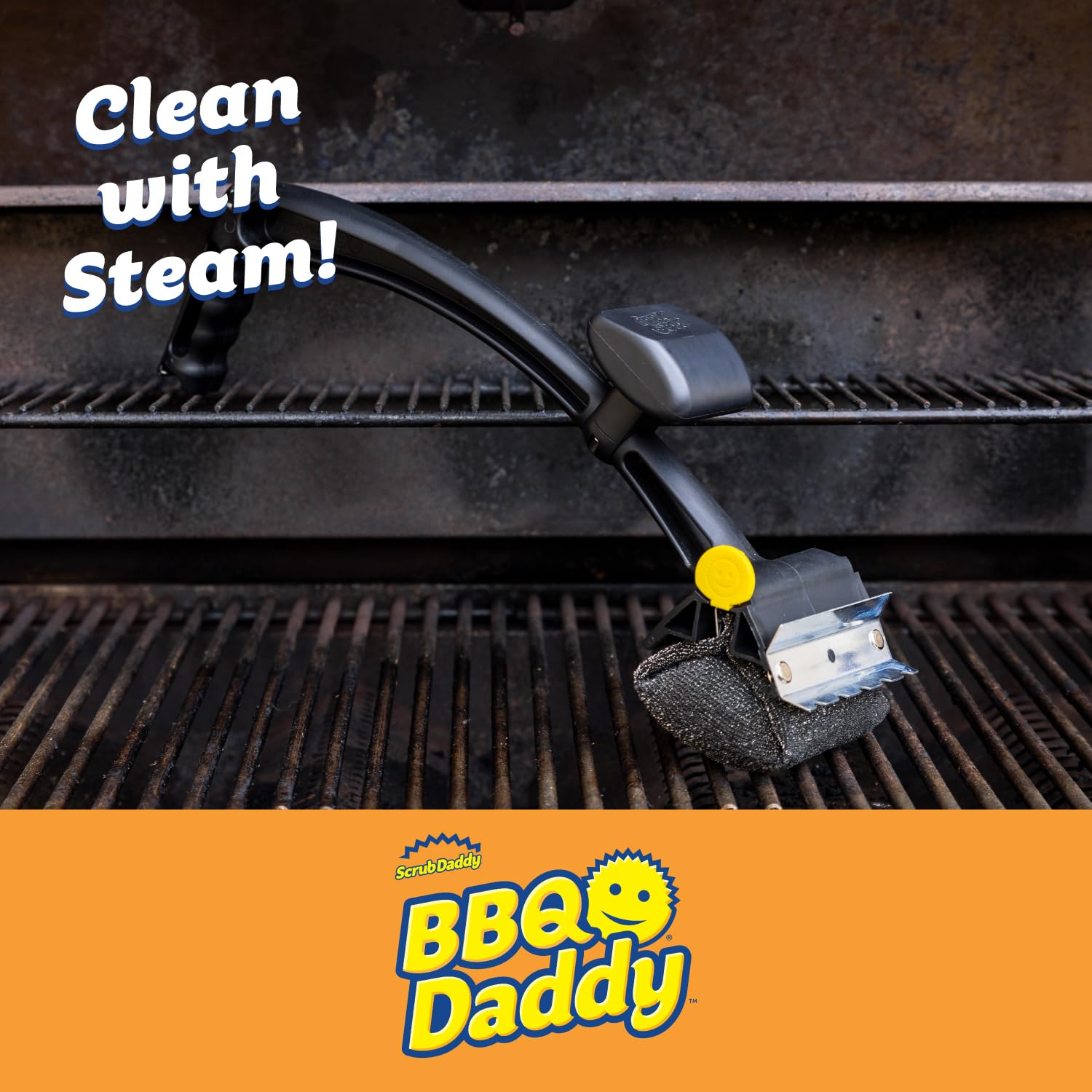 Scrub Daddy BBQ Daddy Grill Brush - Bristle Free Steam Cleaning Scrubber with ArmorTec Steel Mesh - Replaceable Head Cleaning Brush + Scraper for Grill Grates (1 Count)