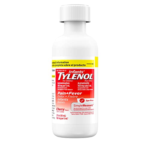 Tylenol Infants Acetaminophen Medicine, Pain & Fever Relief, Dye Free Cherry, 2 fl. oz