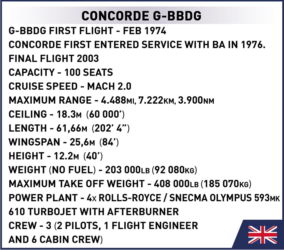 COBI Historical Collection Brooklands Museum G-BBDG Concorde Turbojet Plane