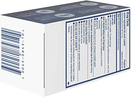 Tylenol Simply Sleep Nighttime Sleep Aid Caplets with 25 mg of Diphenhydramine HCl, Non-Habit Forming Sleep Aid for Adults, 100 ct