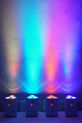 6 Rockville RockWedge LED RGBWA+UV Rechargeable Wireless DMX White Par Up-Lights