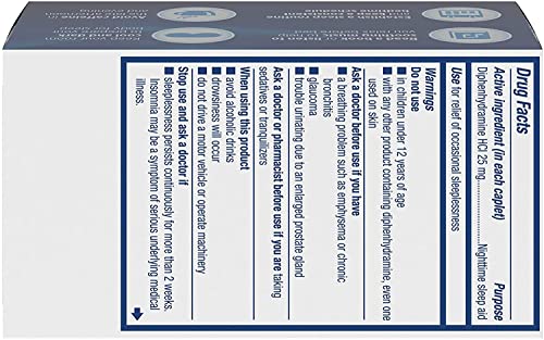 Tylenol Simply Sleep Nighttime Sleep Aid Caplets with 25 mg of Diphenhydramine HCl, Non-Habit Forming Sleep Aid for Adults, 100 ct