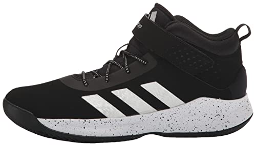 adidas Cross Em Up 5 Basketball Shoe, Black/Silver Metallic/White, 3 Wide US Unisex Little_Kid
