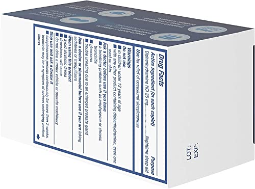 Tylenol Simply Sleep Nighttime Sleep Aid Caplets with 25 mg of Diphenhydramine HCl, Non-Habit Forming Sleep Aid for Adults, 100 ct