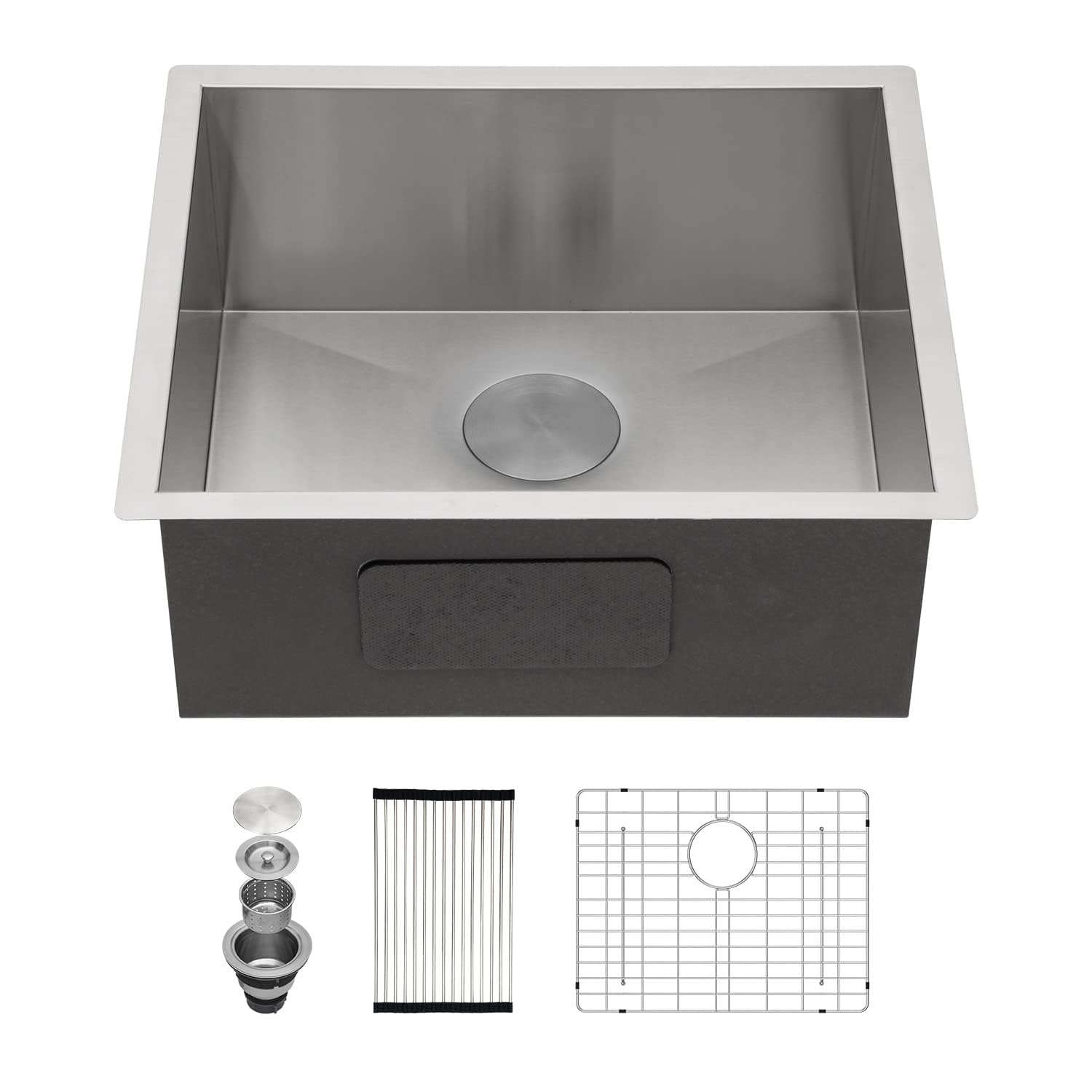 Kichae 21 Inch Kitchen Bar Sink Undermount Single Bowl Stainless Steel 16 Gauge Handmade Modern Under Counter Handmade Wet Bar RV Kitchen Sink with Drain Strainer
