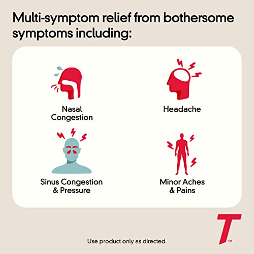 Tylenol Sinus + Headache Daytime Non-Drowsy Relief Caplets, Acetaminophen 325mg, Nasal Decongestant for Sinus Pressure, Headache & Nasal Congestion Relief, 24 ct