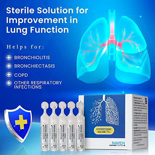 RSV Hypertonic Saline Solution 7% - Nebulizer diluent for inhalators and nasal hygiene devices Helps Clear Congestion from Airways and Lungs – Reduce Mucus (25 Sterile Saline Bullets of 5ml)